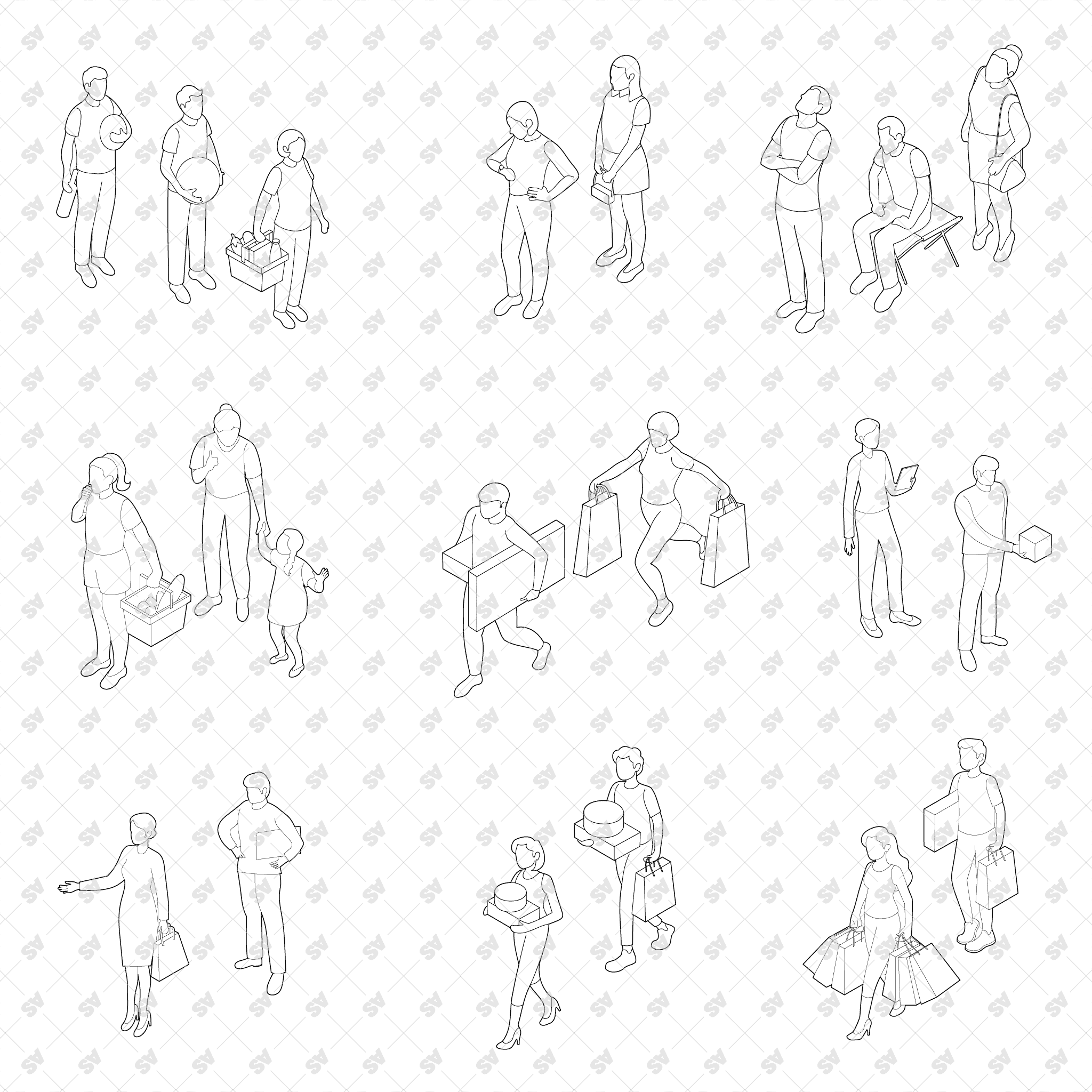 CAD, Vector, PNG Queues in Axonometric View – Studio Alternativi