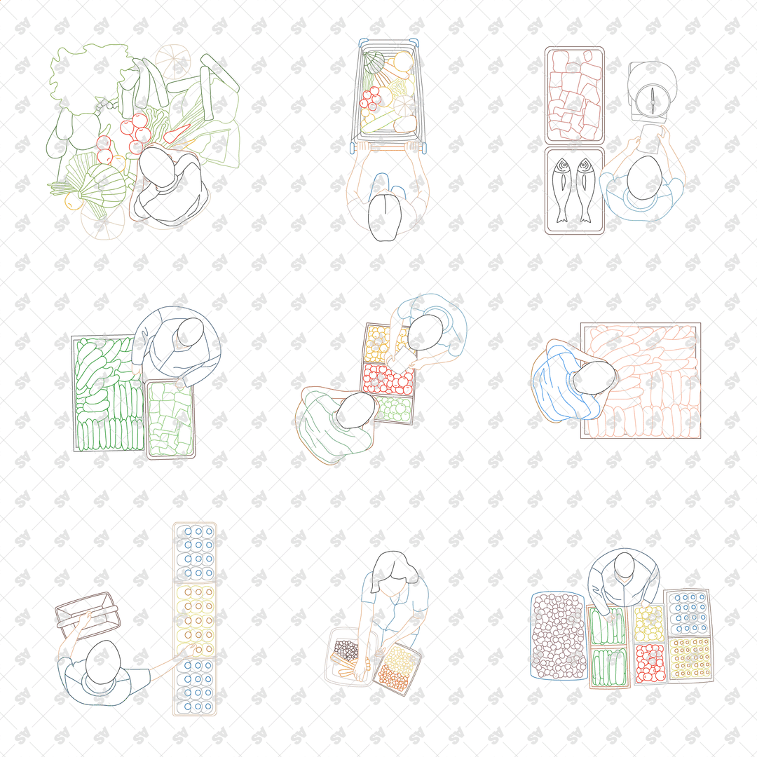CAD, Vector, PNG Supermarket in Color and B/W (Top View) – Studio ...