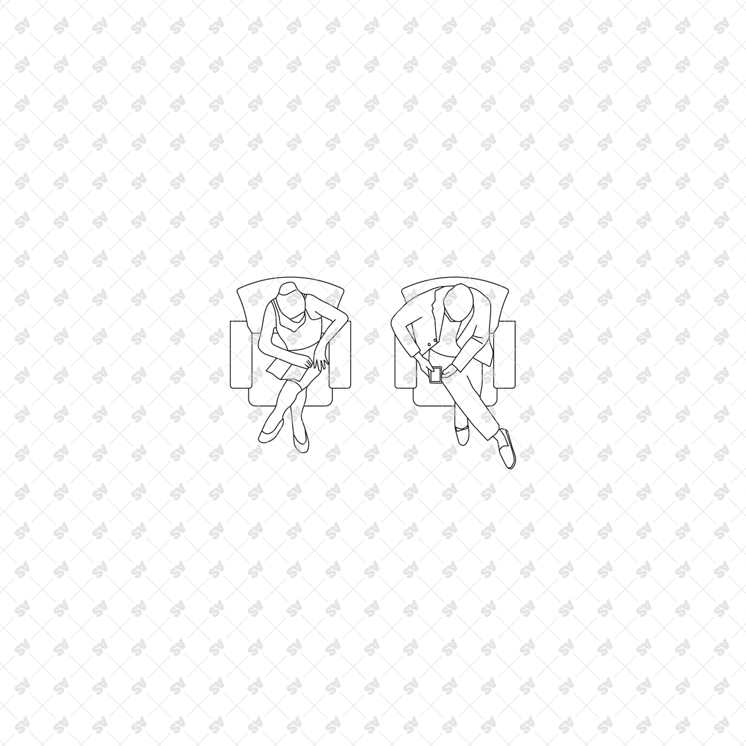 CAD, Vector Home Life Characters in Plan View Multi-Pack (Top view ...