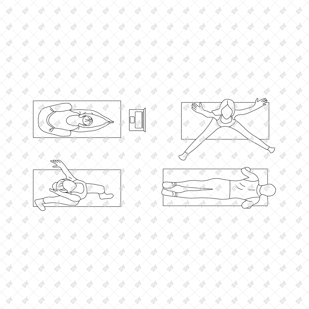 CAD, Vector Home Life Characters in Plan View Multi-Pack (Top view ...