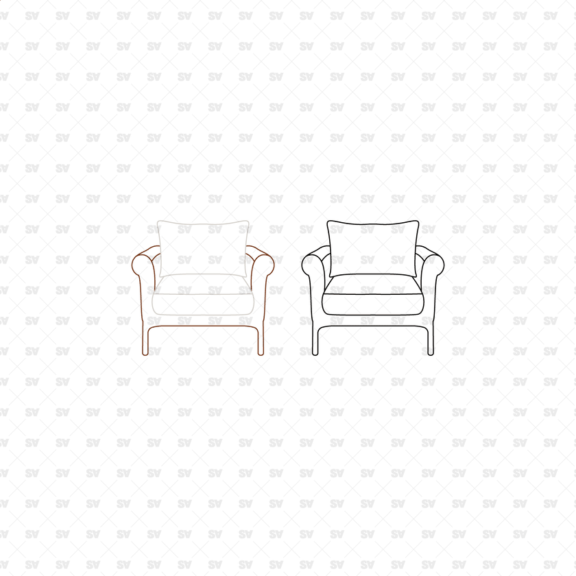 CAD Vector & PNG Armchairs | Front View – Studio Alternativi