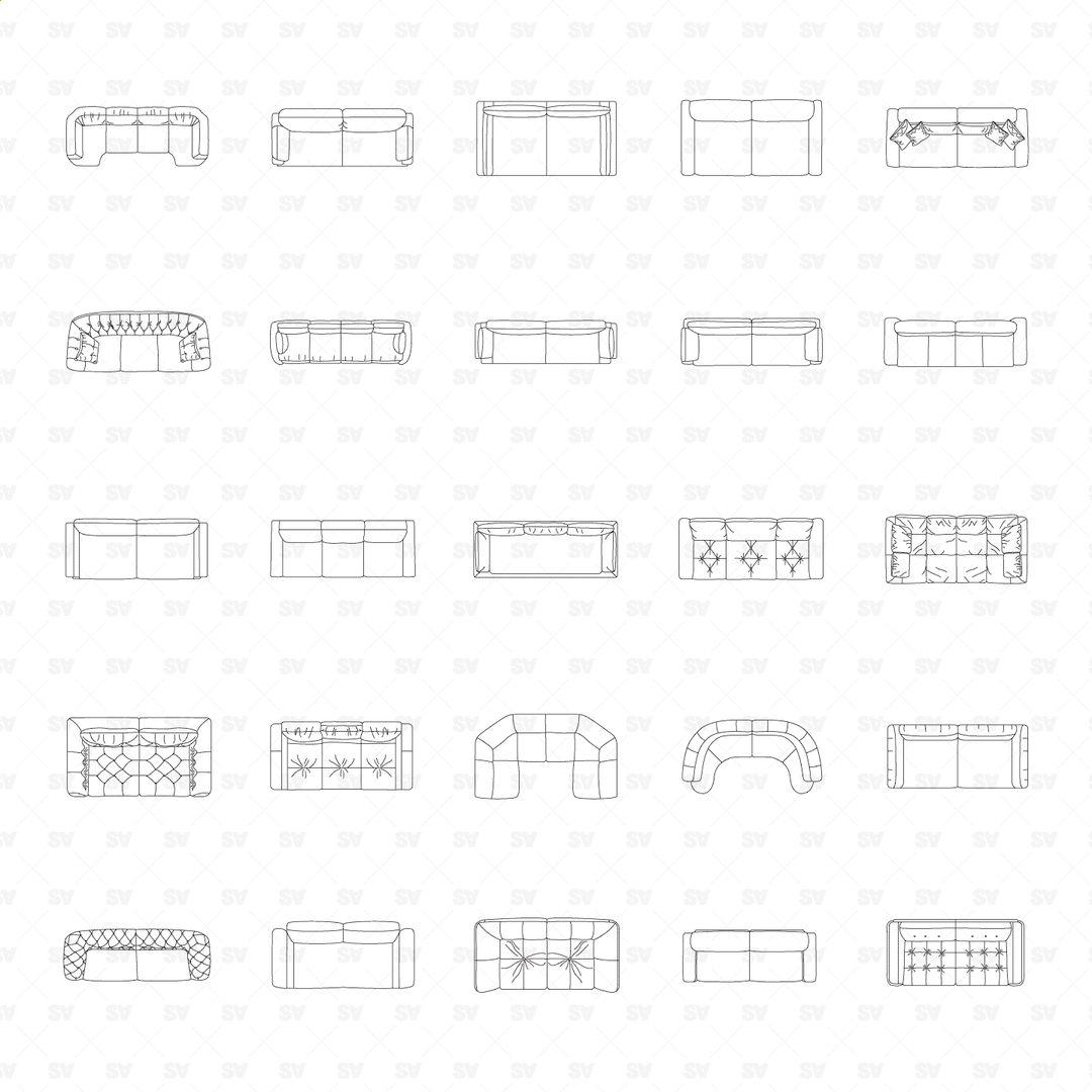 CAD, Vector, PNG Sofas in Top View | Studio Alternativi