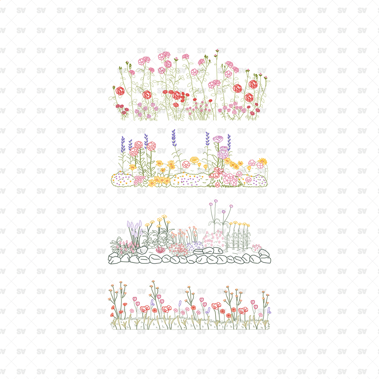 CAD, Vector Flower Beds in Color and B/W – Studio Alternativi