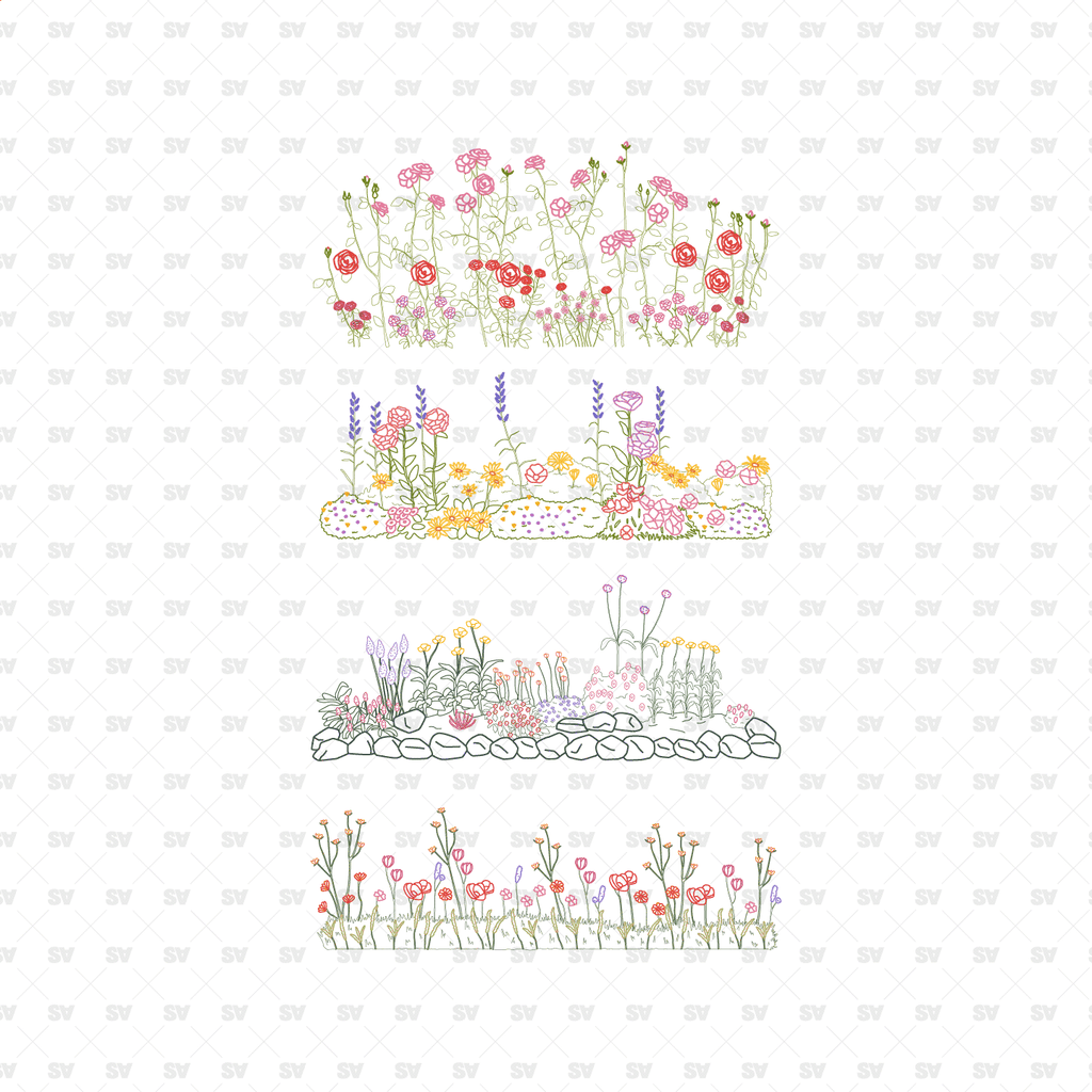 CAD, Vector Flower Beds in Color and B/W | Studio Alternativi