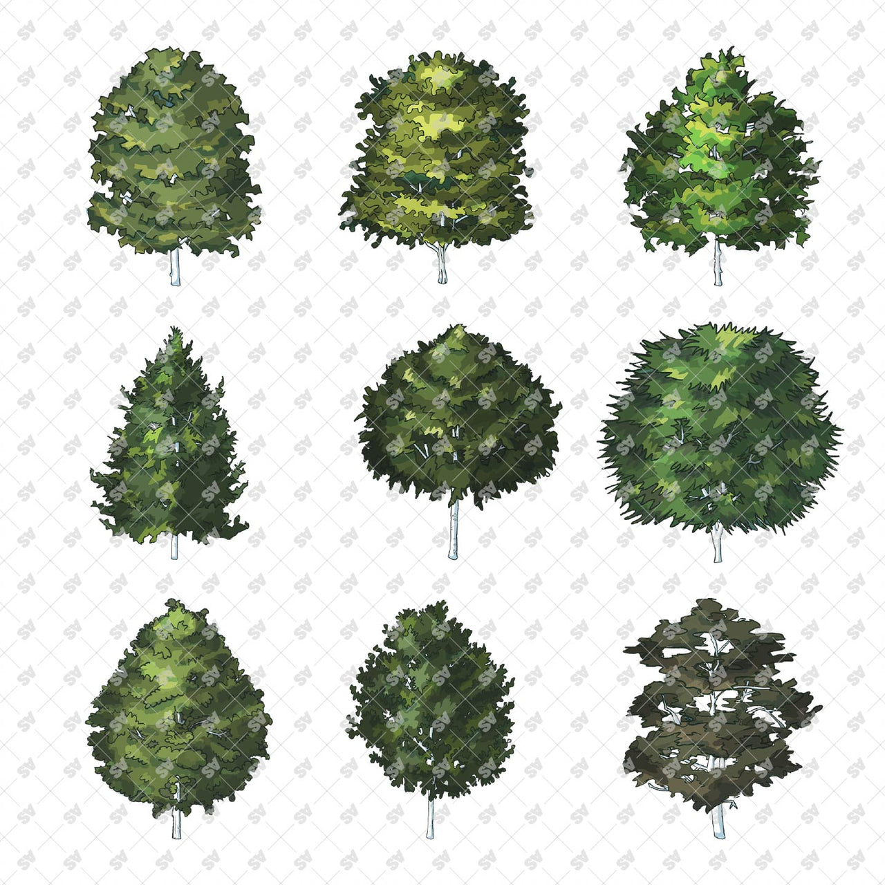 Isometric Hand Drawn Trees | Studio Alternativi