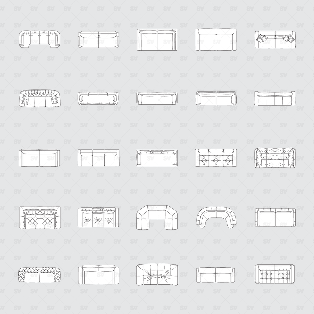 CAD, Vector, PNG Sofas in Top View | Studio Alternativi