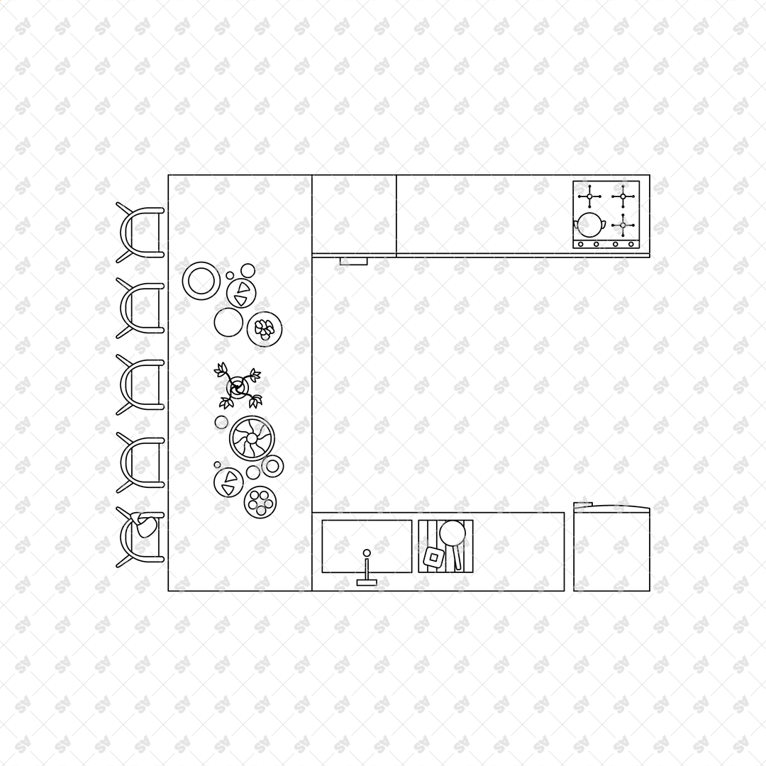 CAD, Vector Kitchens in Top View Layouts – Studio Alternativi