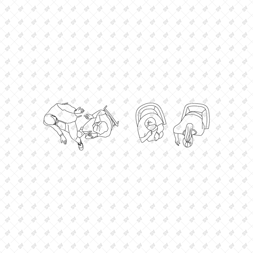 CAD, Vector Home Life Characters in Plan View Multi-Pack (Top view ...