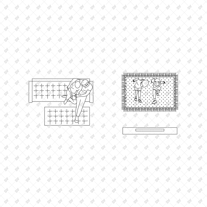 CAD, Vector Home Life Characters in Plan View Multi-Pack (Top view ...