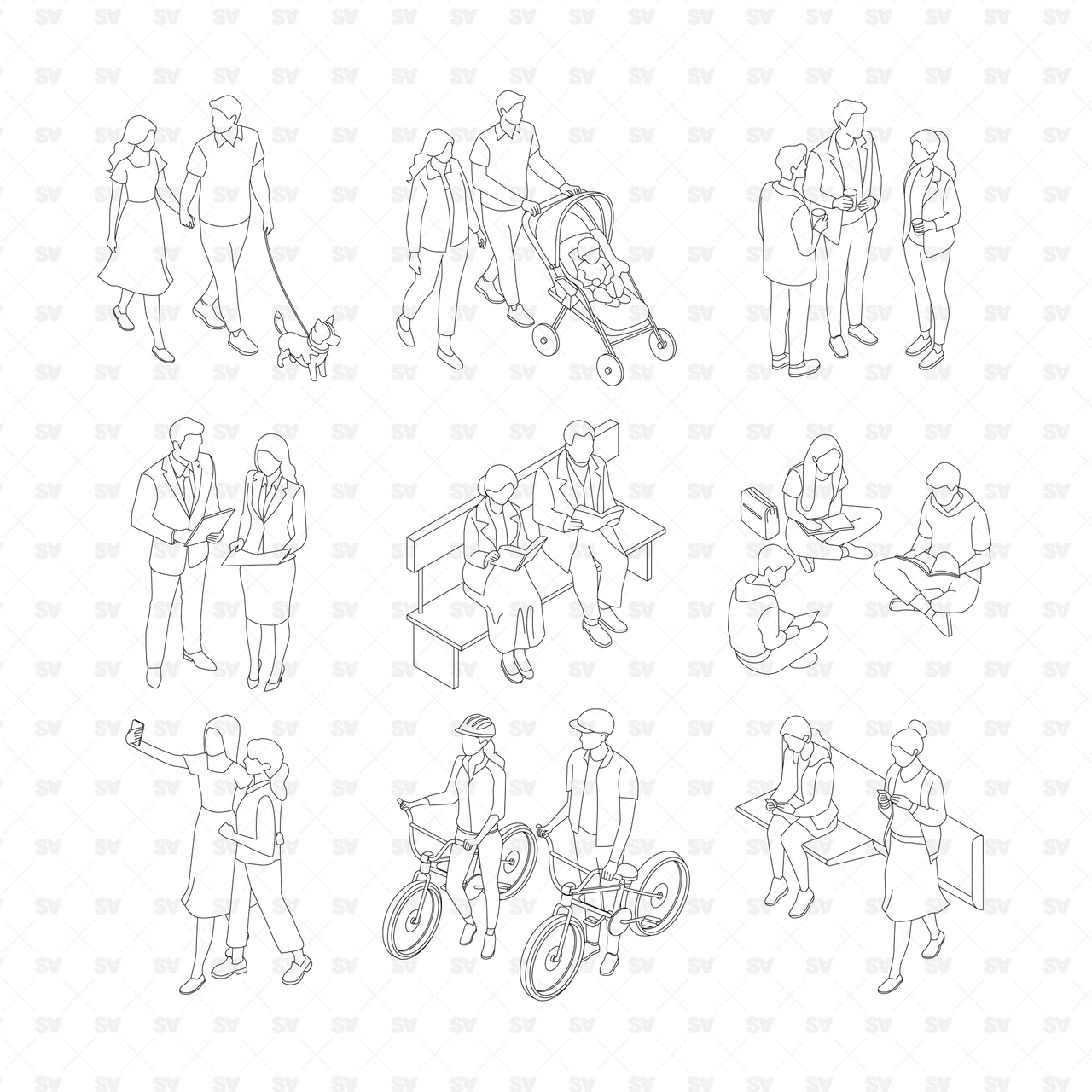 Crowd People in Isometric and Axonometric View | PNG AI CAD | Studio ...