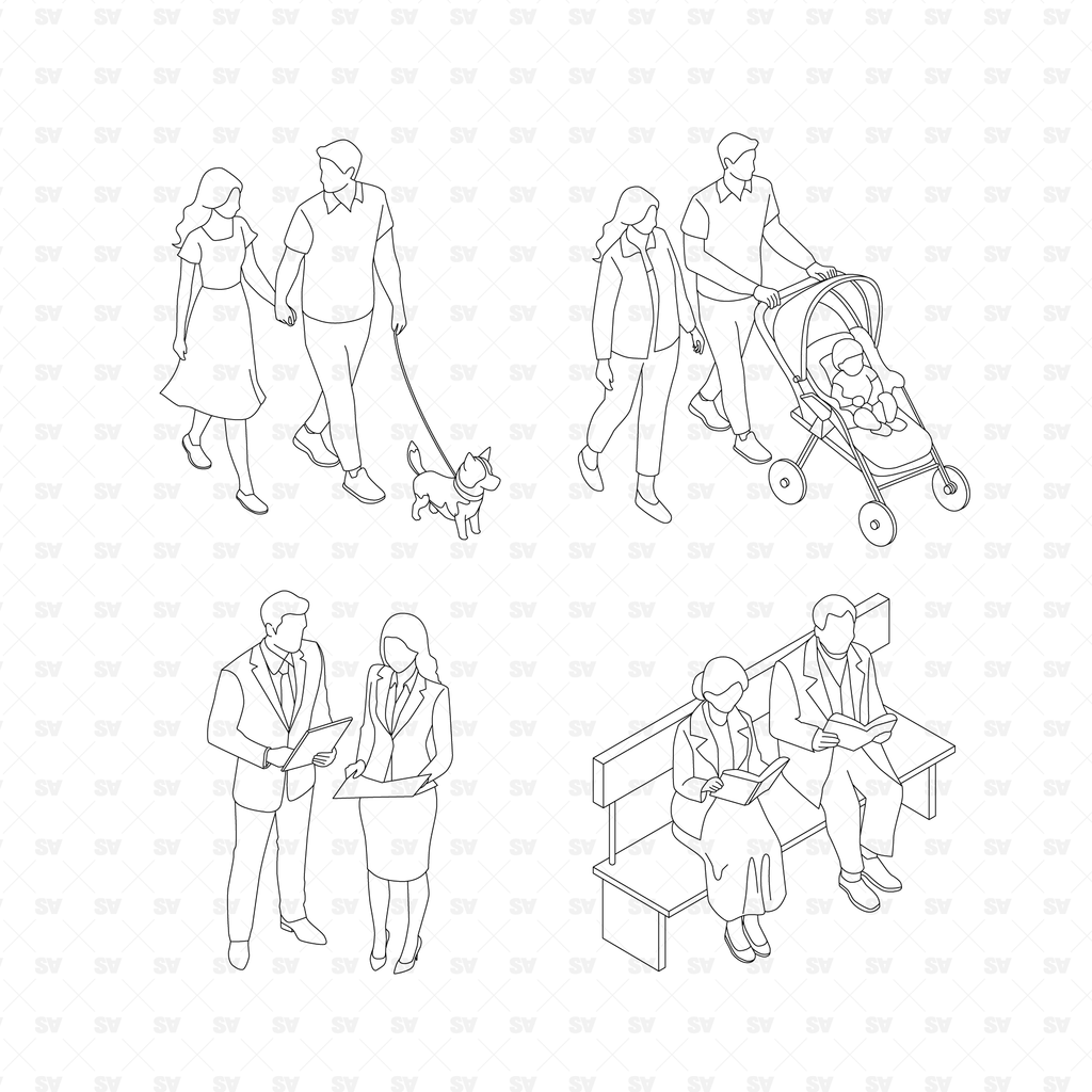 Crowd People in Isometric and Axonometric View | PNG AI CAD | Studio ...