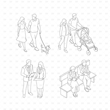 Crowd People in Isometric and Axonometric View | PNG AI CAD | Studio ...