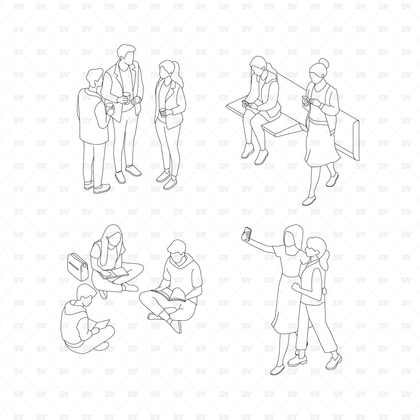 Crowd People in Isometric and Axonometric View | PNG AI CAD | Studio ...