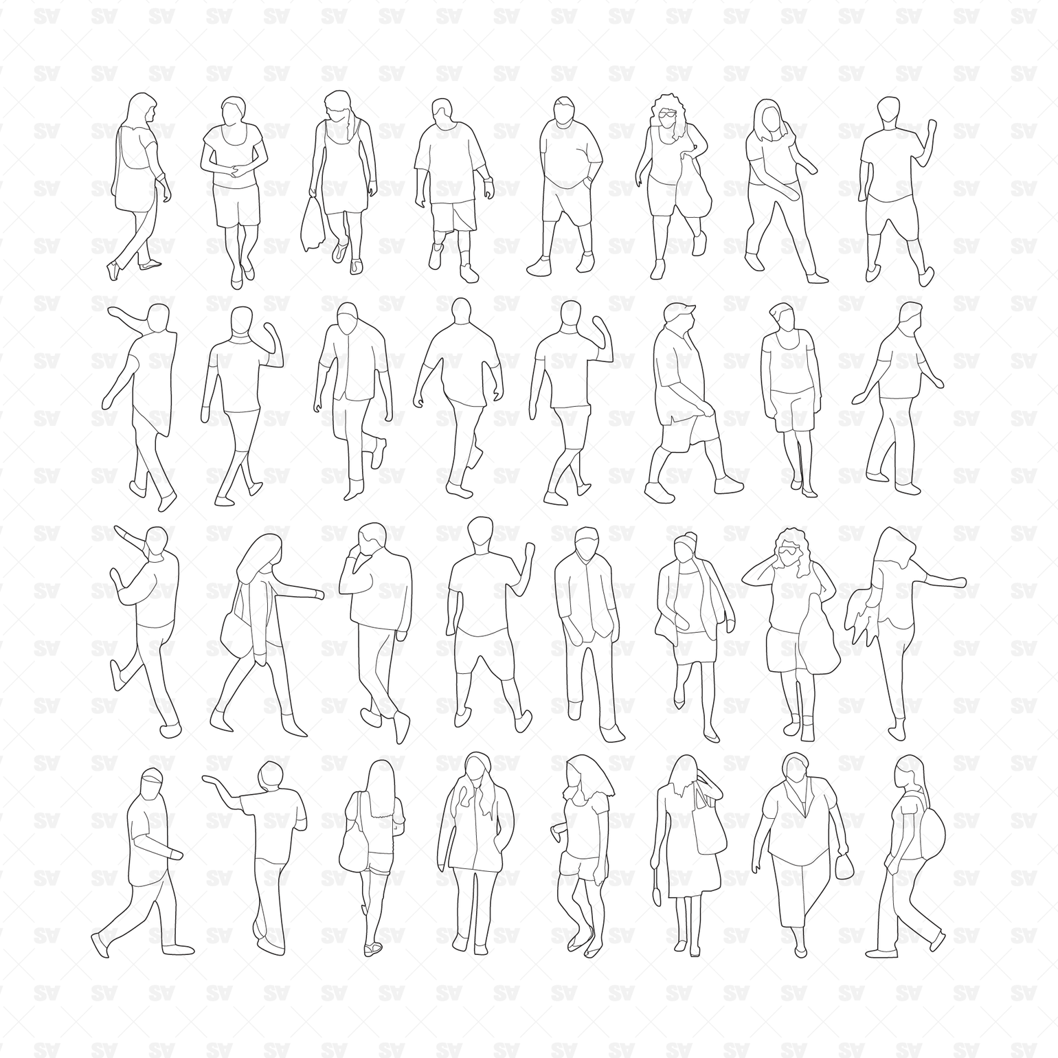Vector & PNG Human Figure Outlines - 32 Pack – Studio Alternativi