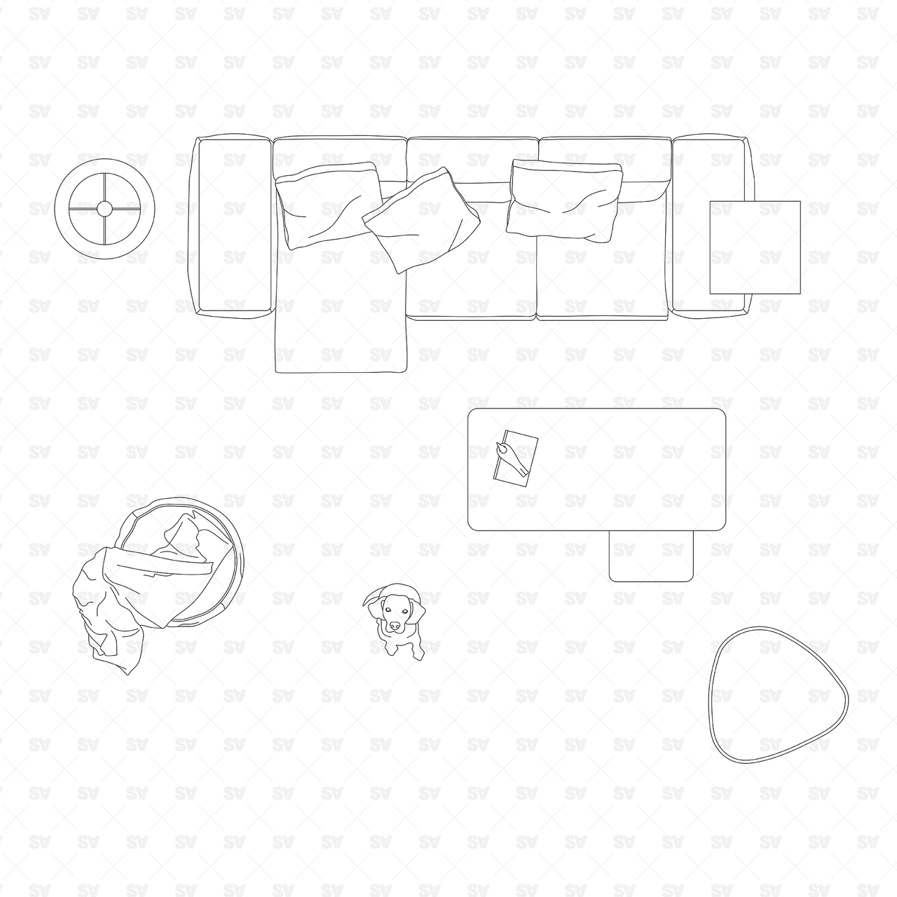 Living Room and Lounge in Top View | Studio Alternativi