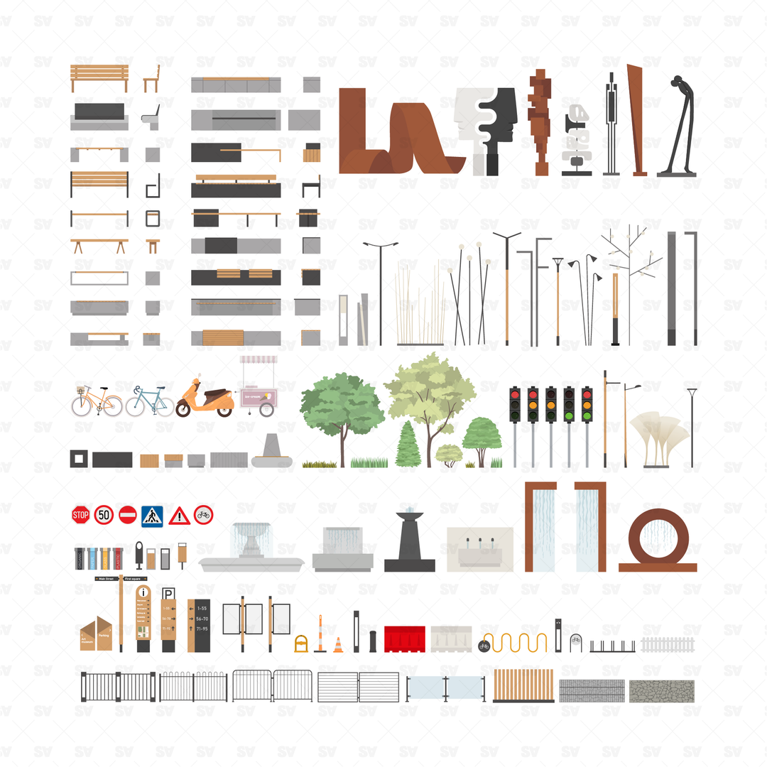 Vector, PNG Urban Design Front and Side View Set – Studio Alternativi