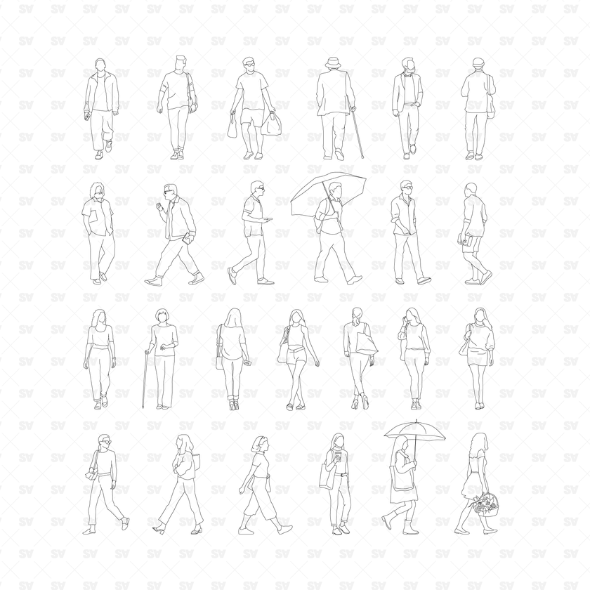 People Walking: Elevation View Pack – Studio Alternativi