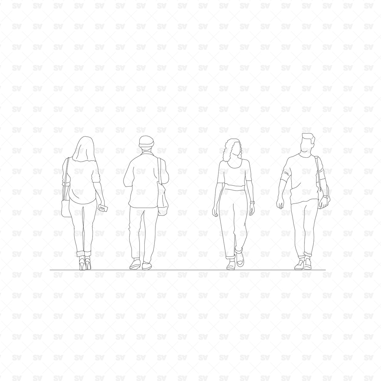 People Walking: Elevation View Pack – Studio Alternativi