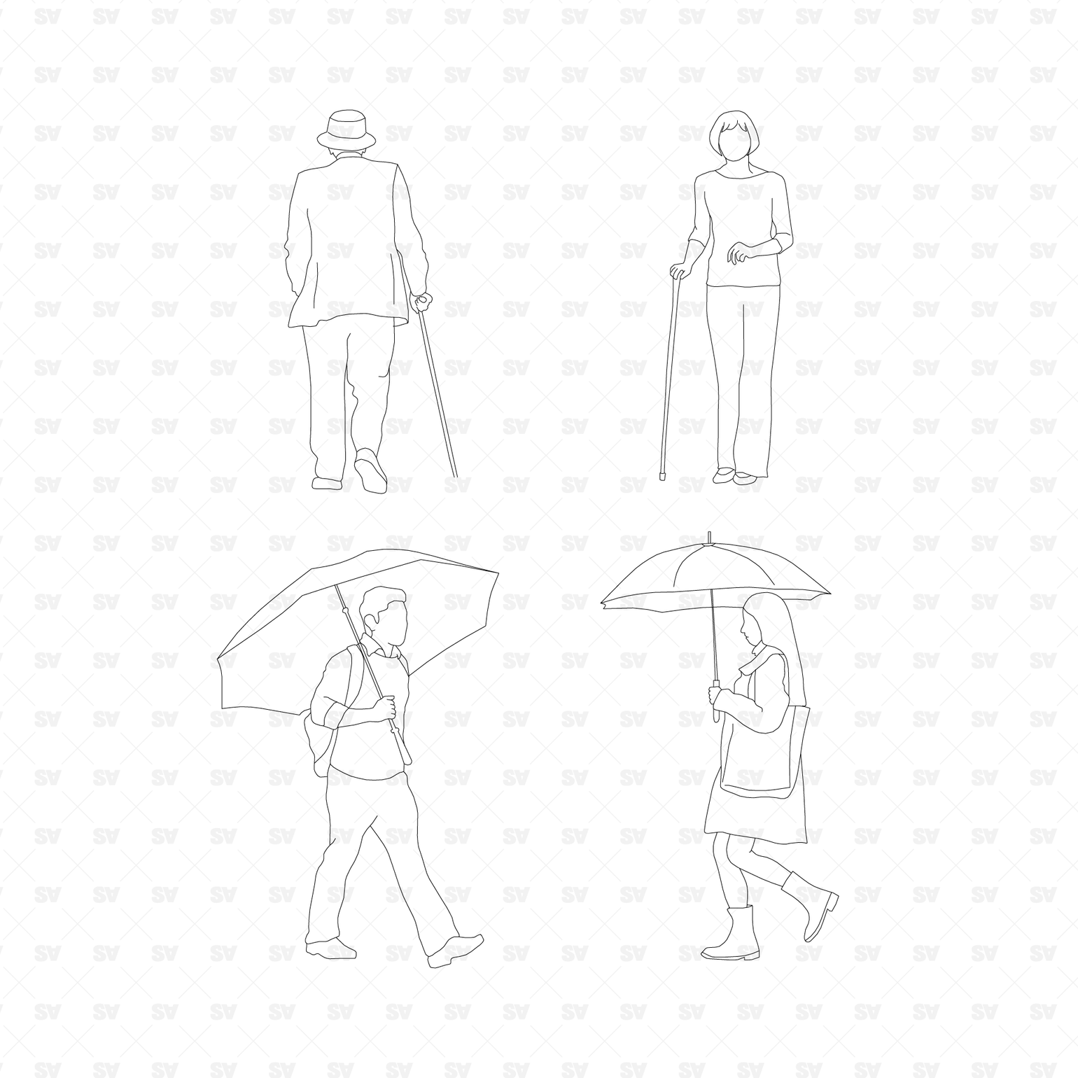People Walking: Elevation View Pack – Studio Alternativi