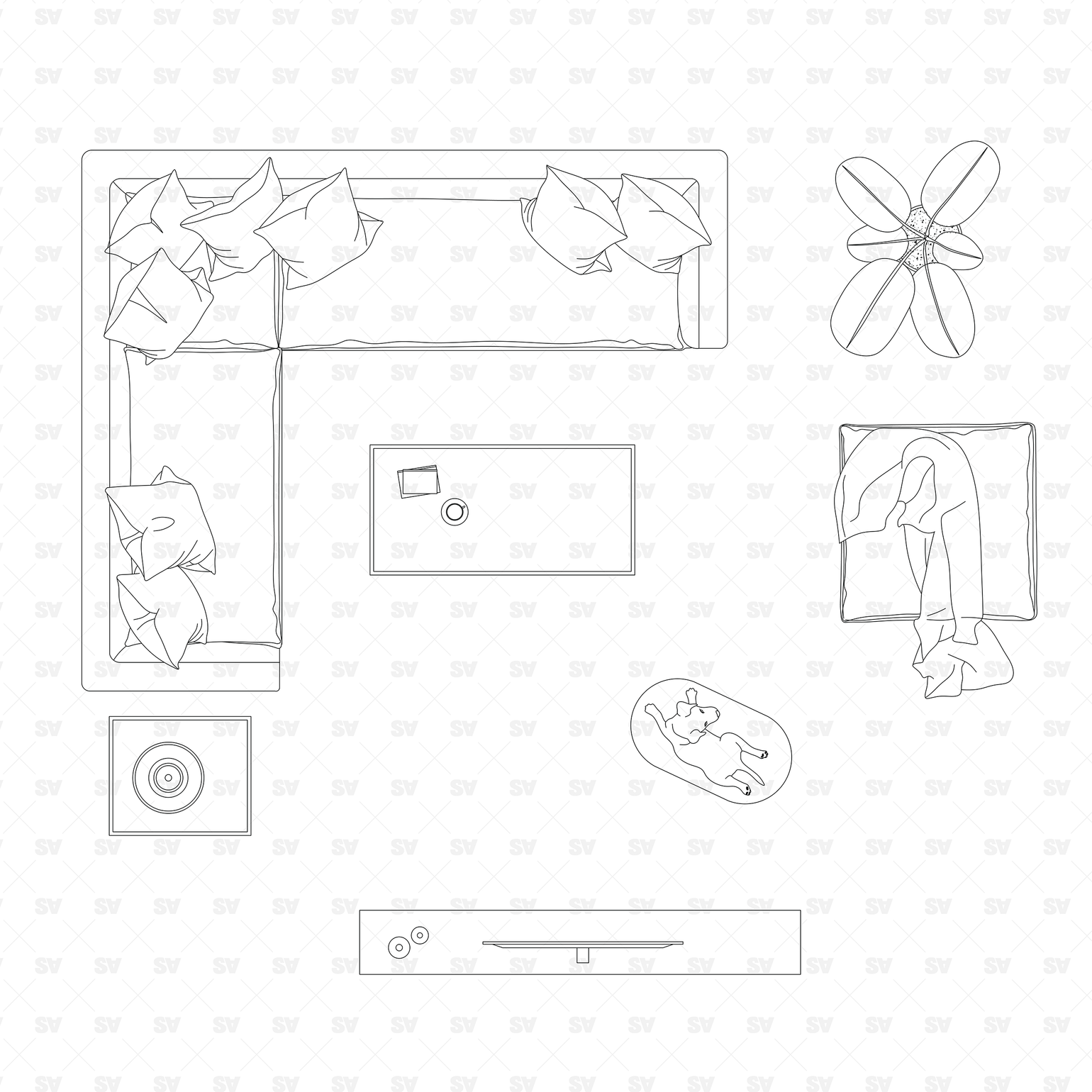 Home Interior Furniture in Top View | Studio Alternativi