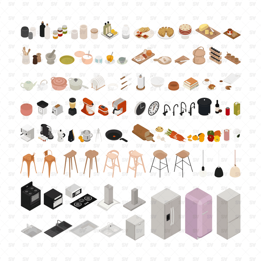 Isometric Kitchen Mega Pack - 100 Vectors – Studio Alternativi