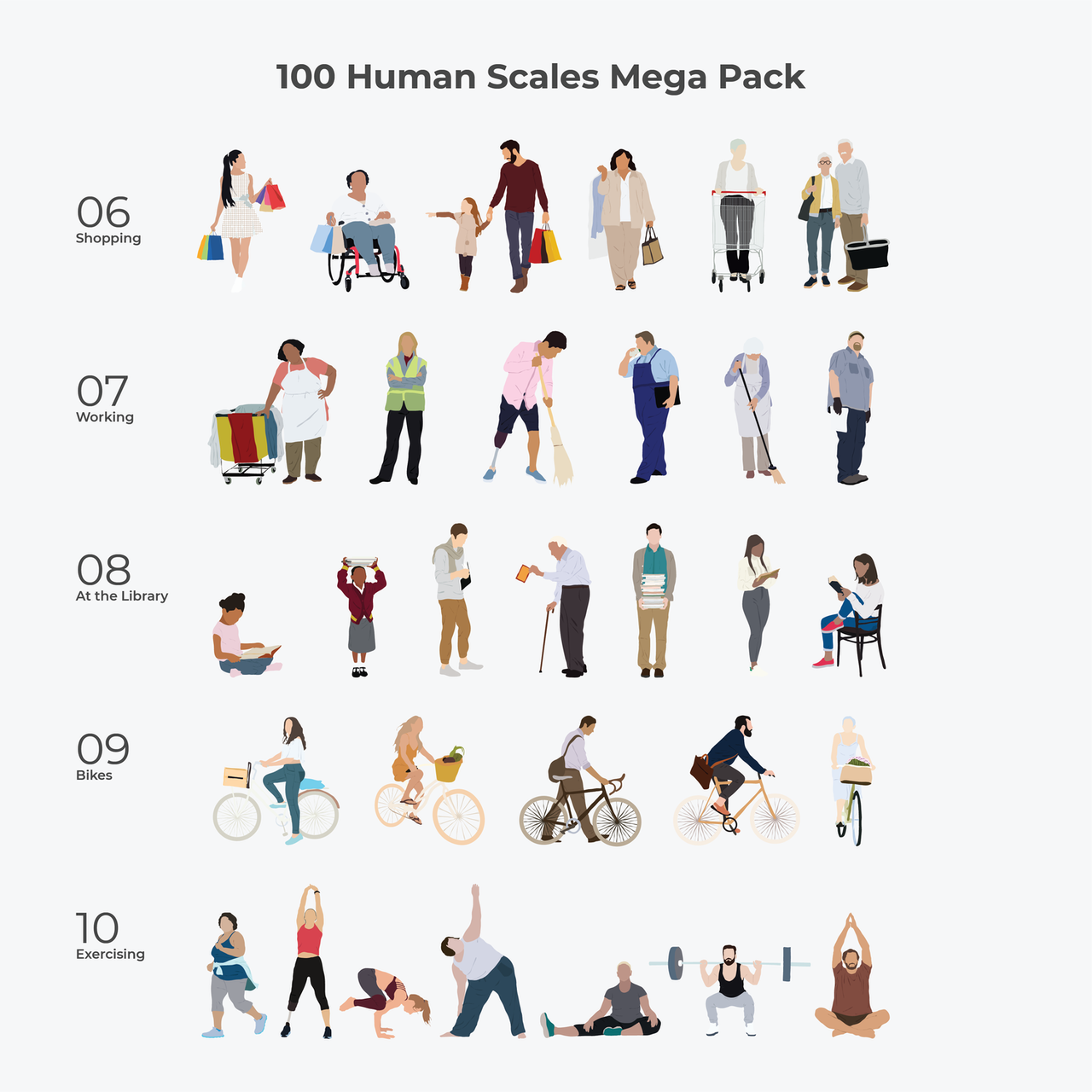 100 Flat Vector People Pack | AI PNG | Architecture | Studio Alternativi
