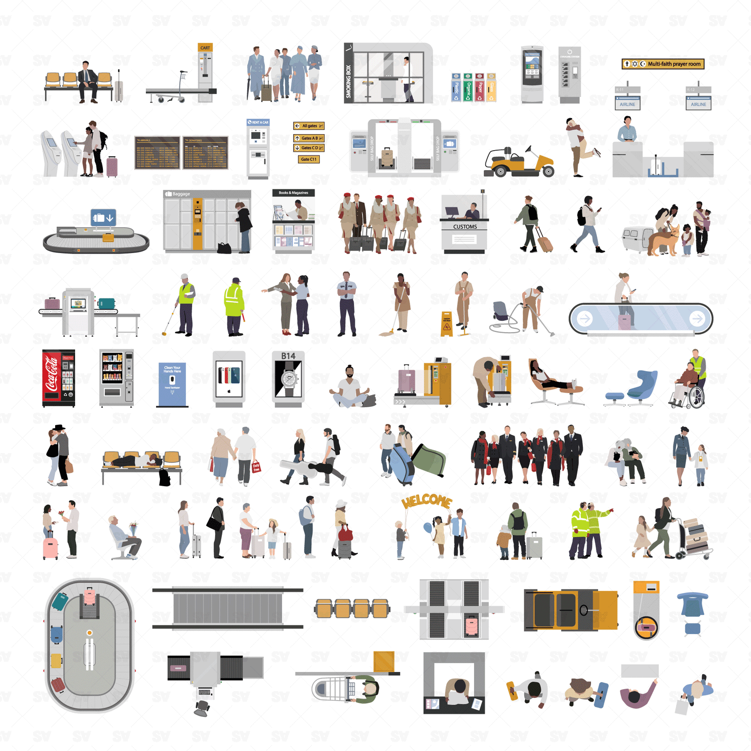 Vector, PNG Airport in Top and Side View Mega Pack (100+ Vectors ...