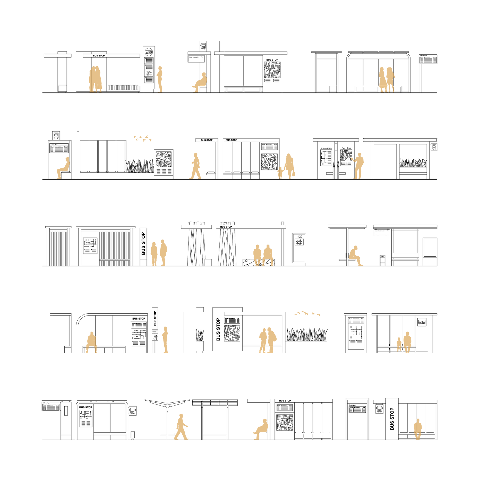 CAD & Vector Bus Stops (Front View) | Studio Alternativi
