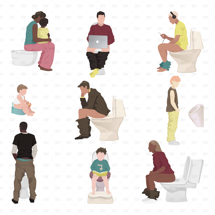 Unique Vector Pooping & Peeing People Set – Studio Alternativi