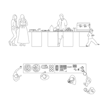 CAD Vector Buffet at Hotel's Restaurant Set (Top, Side View) – Studio ...