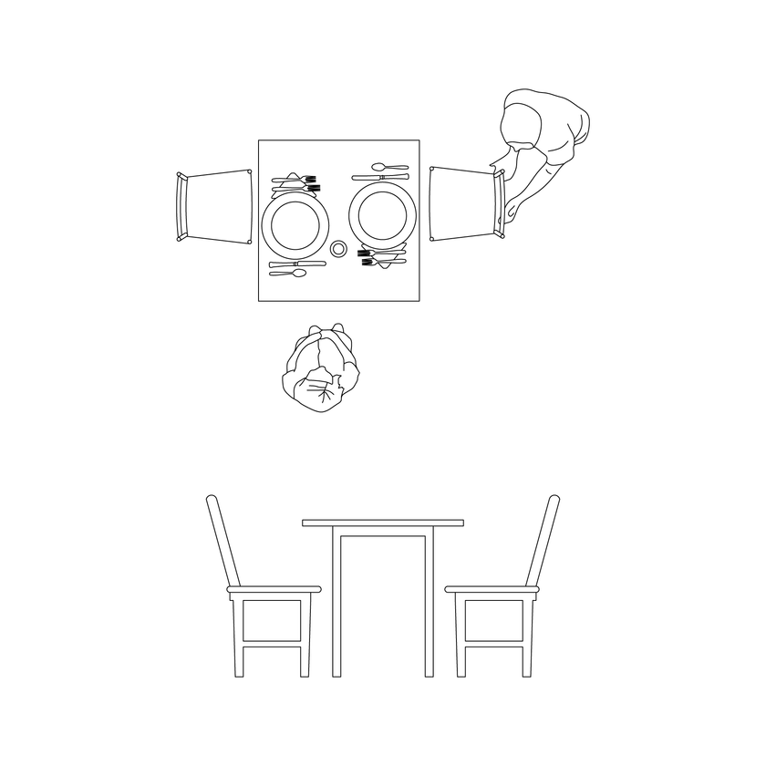 CAD & Vector Buffet at Hotel's Restaurant Set (Top, Side View) | Studio ...
