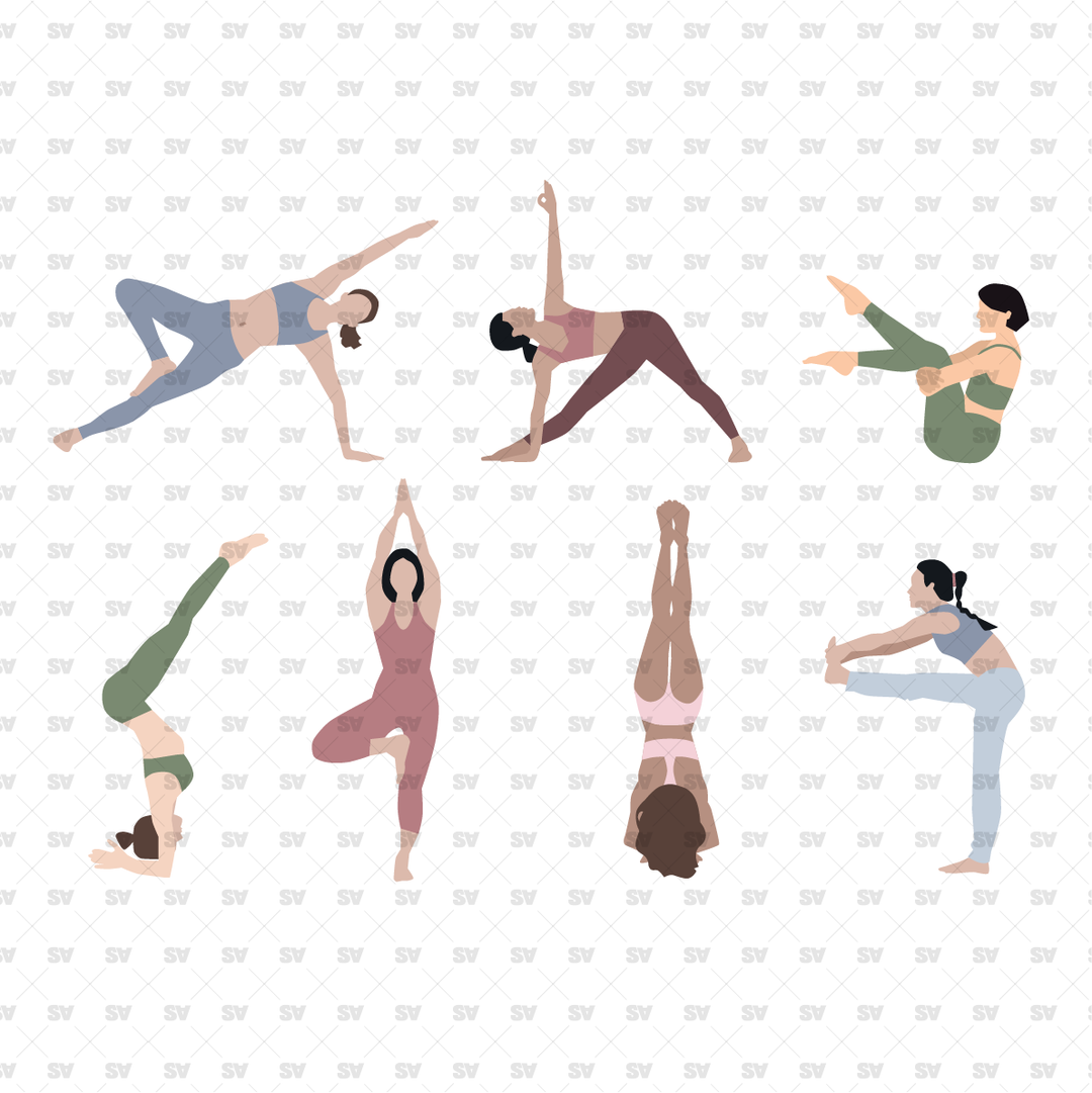 Flat Vector People Doing Yoga | Download AI & PNG | Studio Alternativi