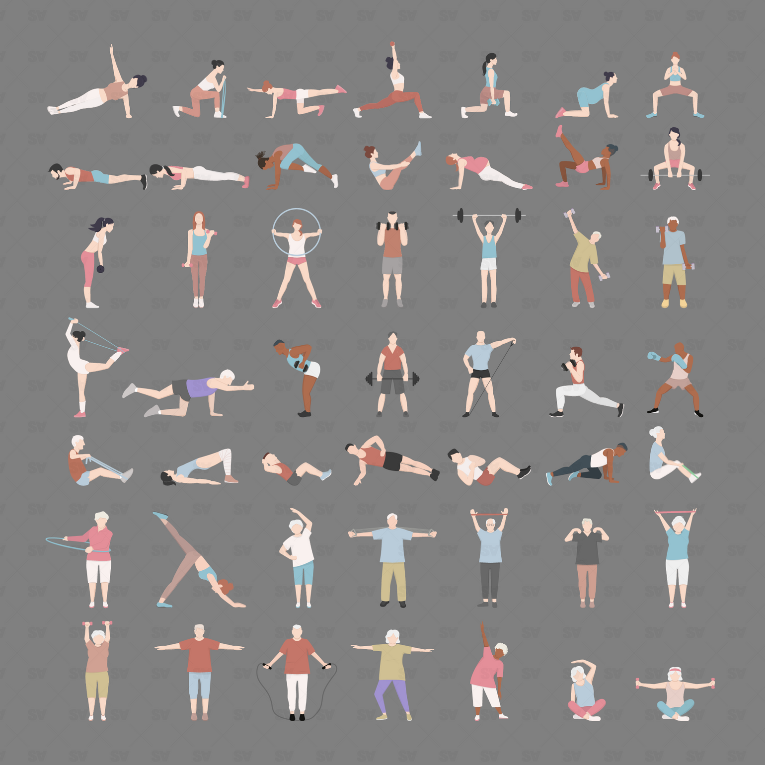 Vector Gym & Workout Characters Mega-Pack (50 Figures) – Studio Alternativi