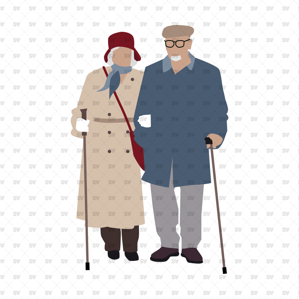 Pack of 15 Illustrated flat vector elderly people and couples ...