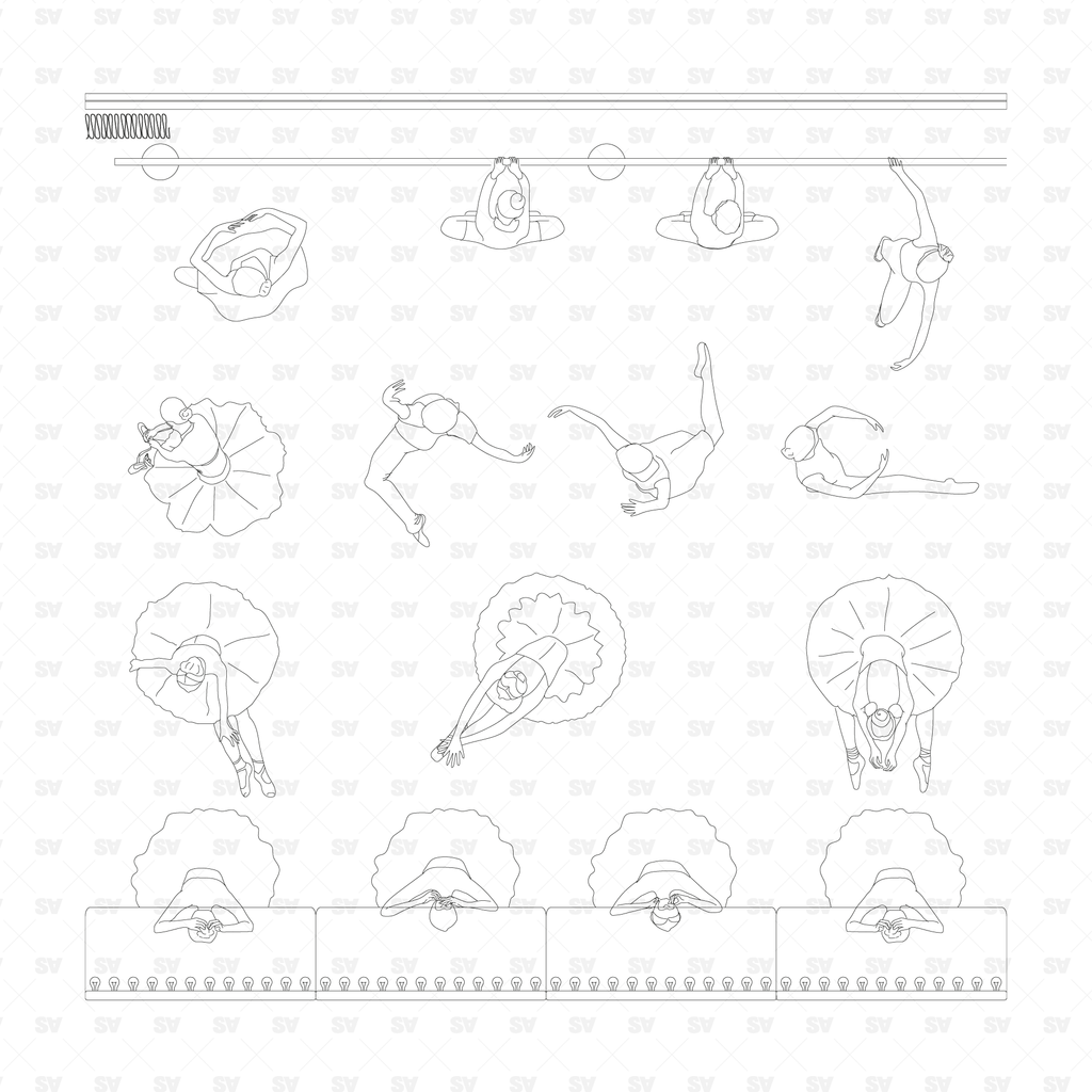 Vector & CAD Blocks Ballet Dancers Top View | Architecture Blocks ...