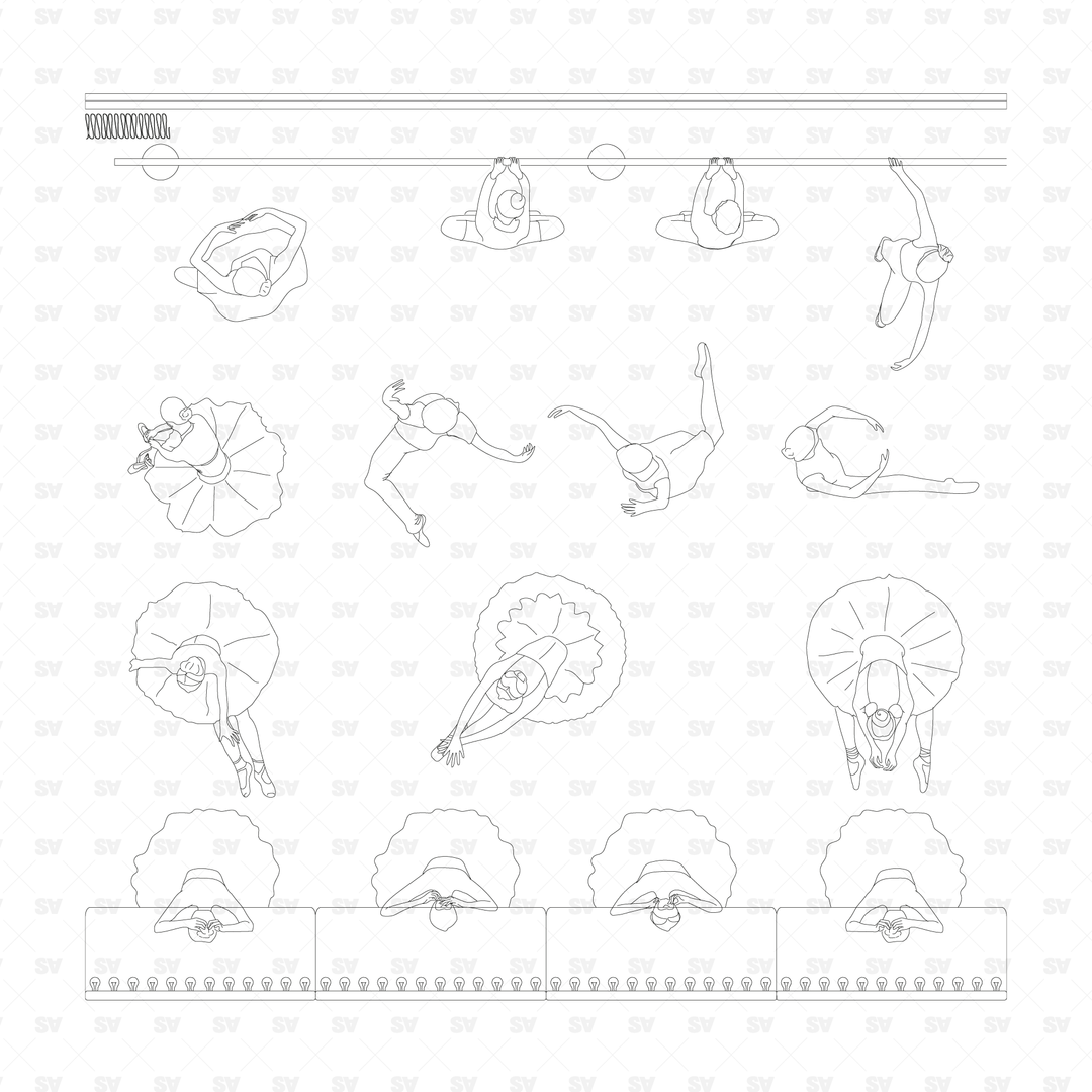 Vector & CAD Blocks Ballet Dancers Top View | Architecture Blocks ...