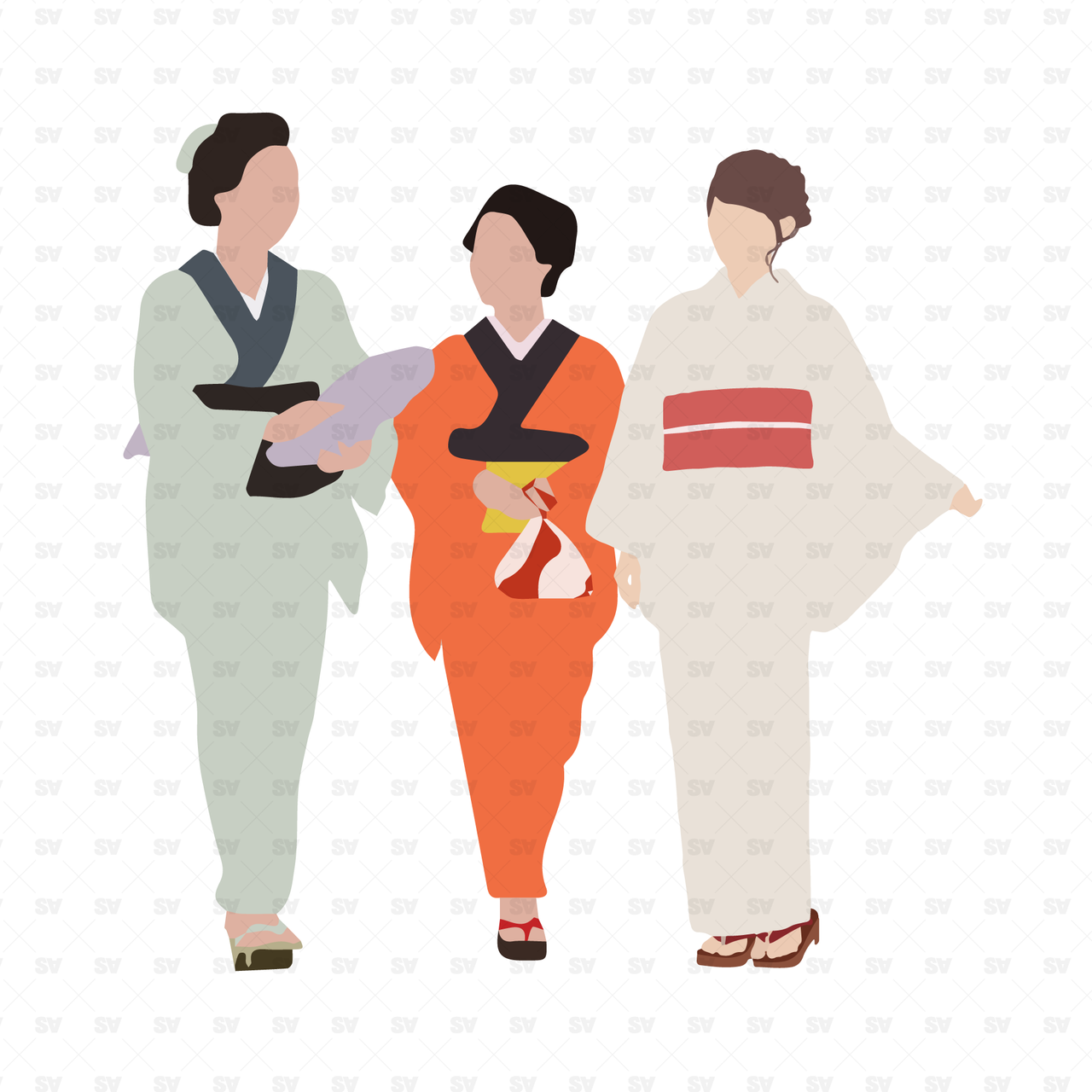 Flat Vector Japanese People | AI PNG Download | Studio Alternativi