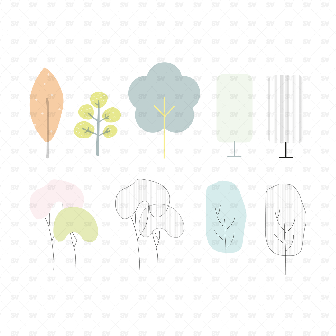 Flat Vector Conceptual Trees | Architecture | Studio Alternativi