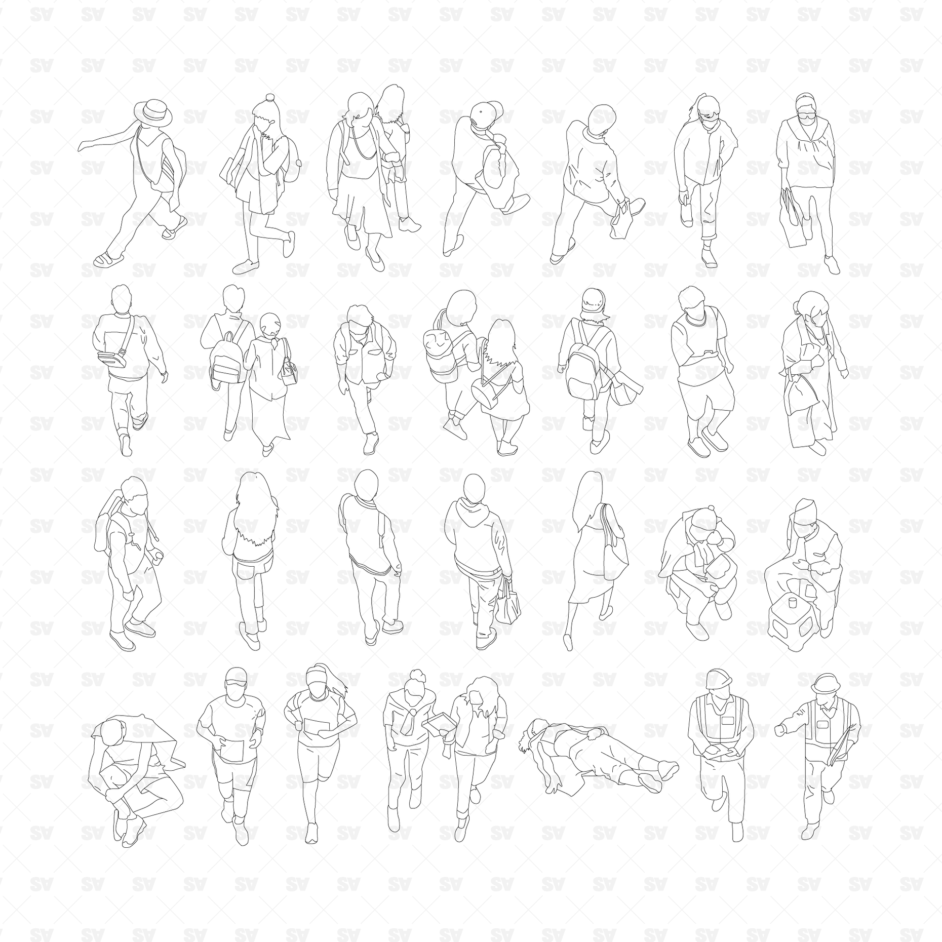 28+ Vector Line Drawings of Crowd People – Studio Alternativi