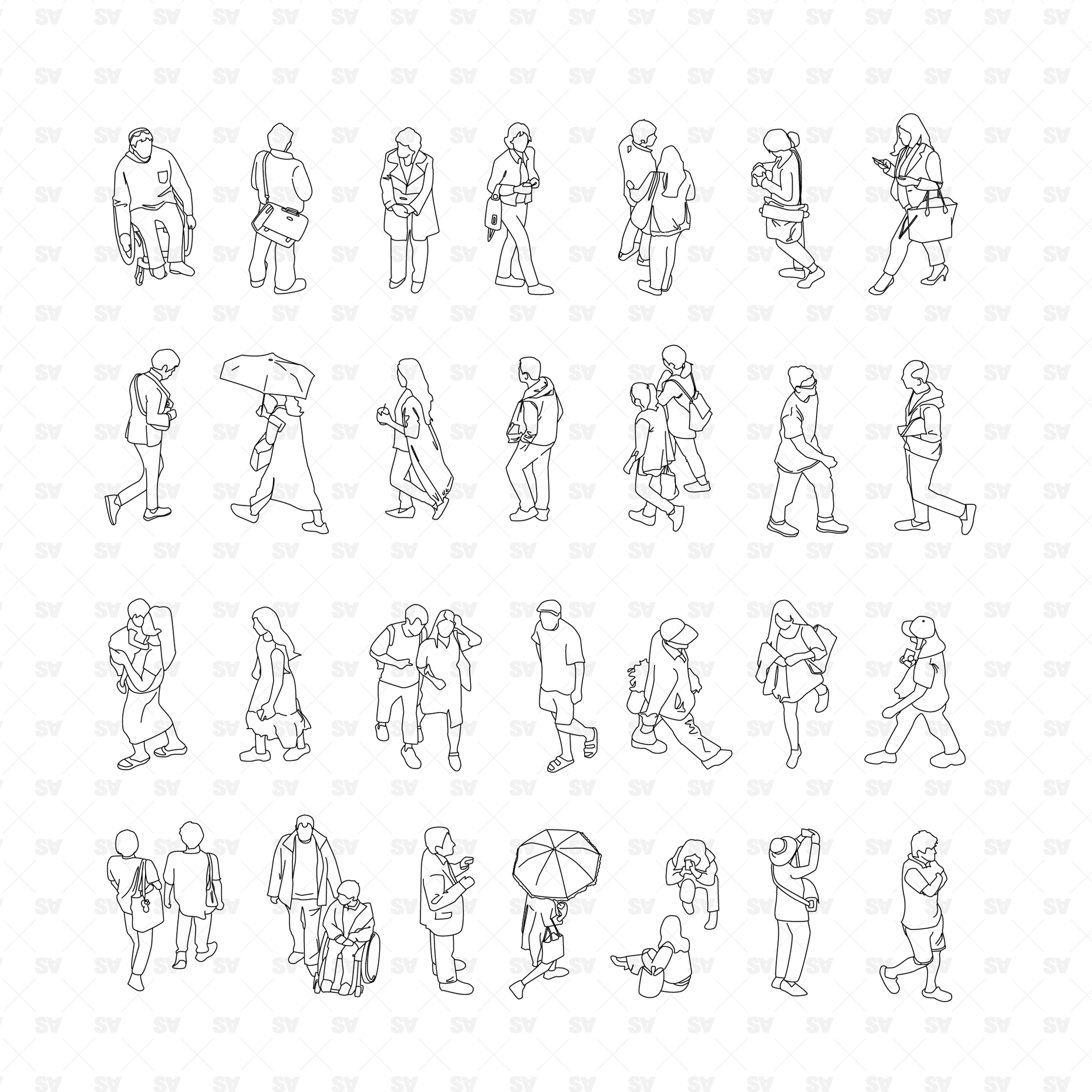 Axonometric/Isometric Crowd Figures Pack - 28 Pieces – Studio Alternativi