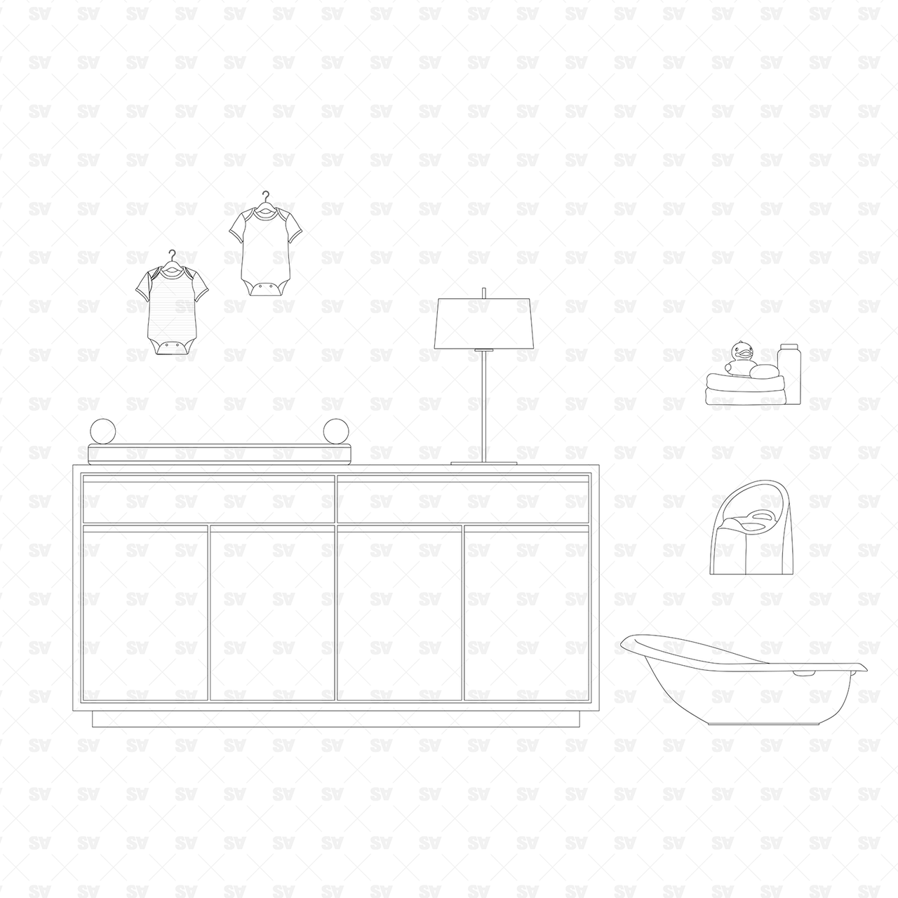 CAD & Vector Babies and Toddler Furniture | Architecture Blocks ...