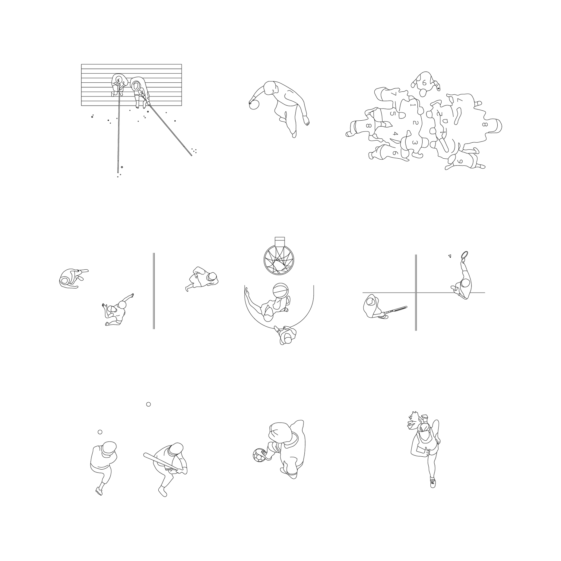 CAD and Vector Top View People Mega-Pack (11 in 1) | Studio Alternativi