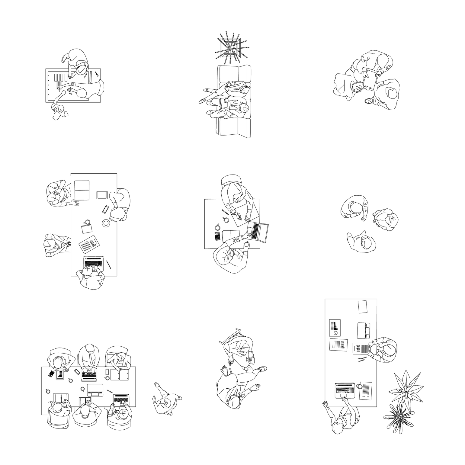 CAD and Vector Top View People Mega-Pack (11 in 1) | Studio Alternativi