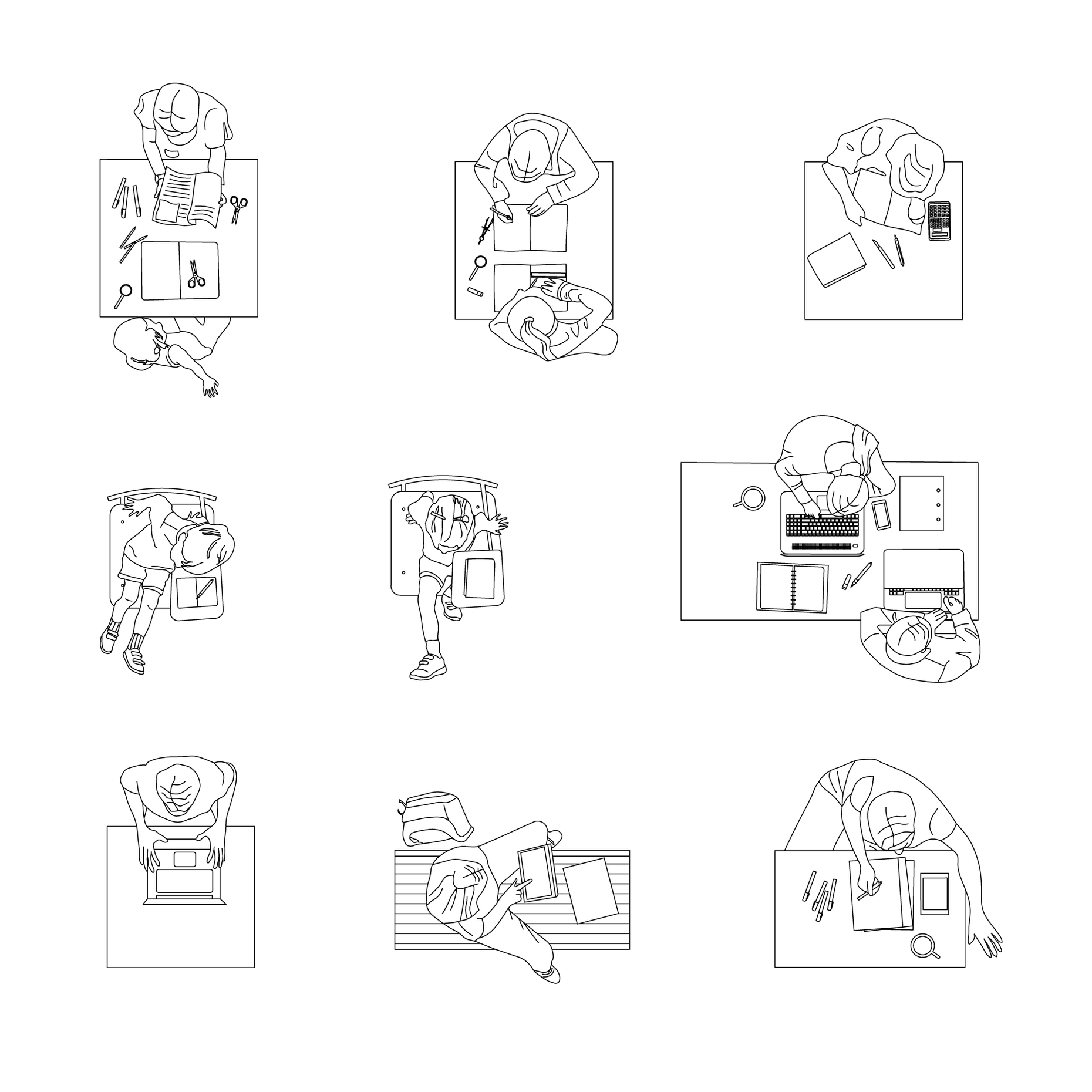 Top View People Mega-Pack - CAD & Vector (11 in 1) – Studio Alternativi