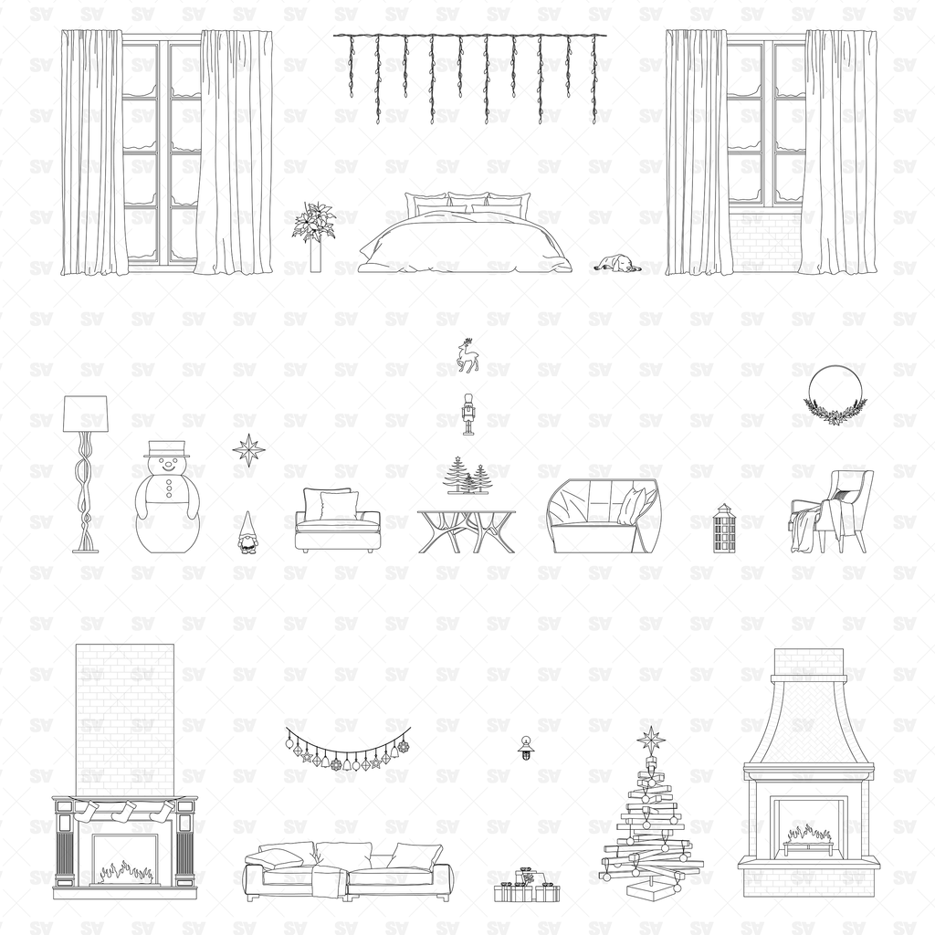 CAD & Vector Christmas Minimalist Furniture | Architecture Blocks ...