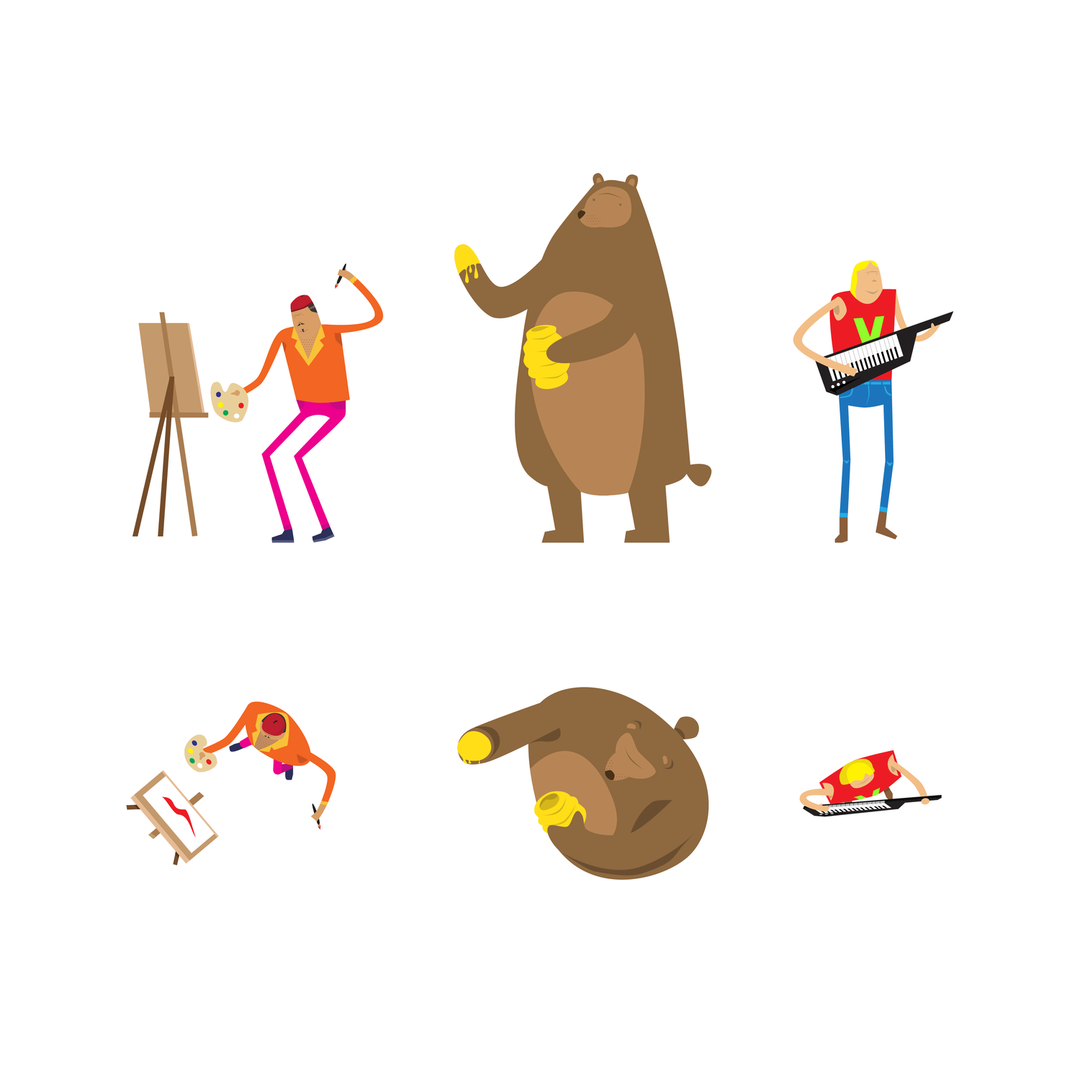 50 Colorful Characters Set Vectors – Studio Alternativi