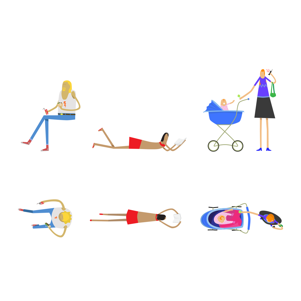 Top View + Side View Colorful Characters Set (50 Vectors) – Studio ...