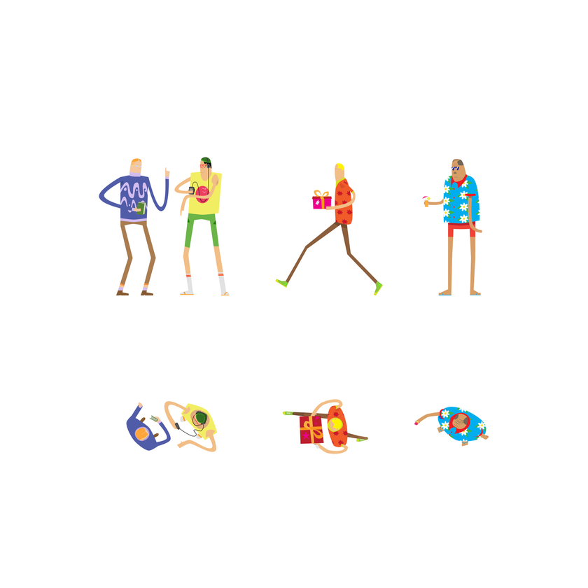 Top View + Side View Colorful Characters Set (50 Vectors) – Studio ...