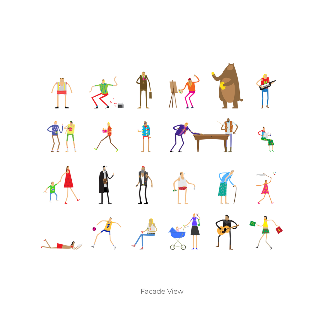 Top View + Side View Colorful Characters Set (50 Vectors) – Studio ...