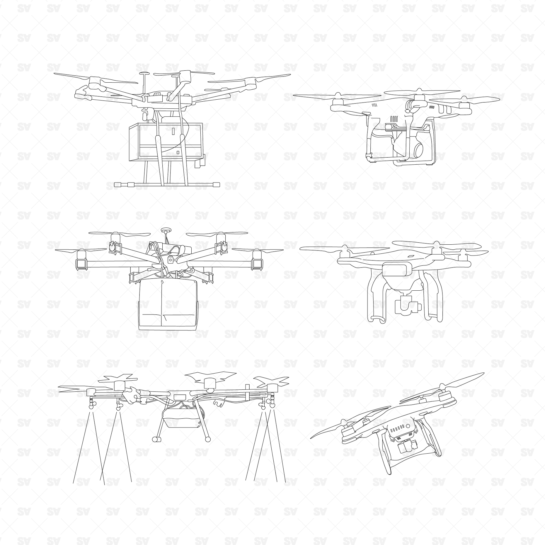 Vector Drones Line Drawing | PNG AI CAD | Studio Alternativi